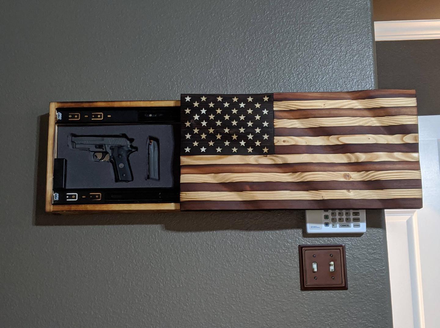 $325.00 Medium (26″x15″) RFID Secured Case – Colby's Burnt Wood Flags, LLC